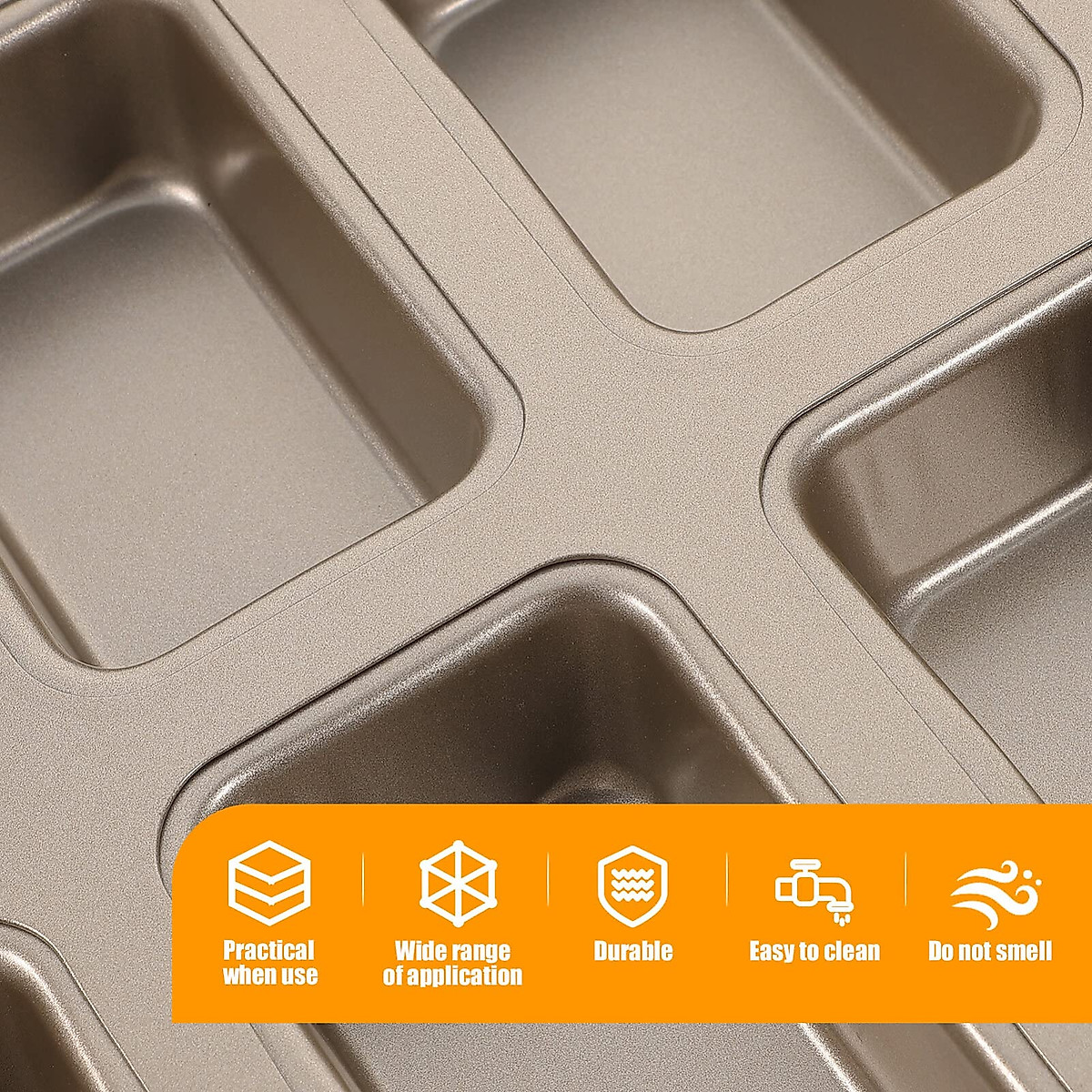 BESTonZON Cake Mold Carbon Steel Bread Pan Loaf Bread Tin Metal Bread Pan Lasagna Pan Kitchen Bread Pan Tart Pan 8 Cavity Brownie Pans Baking Pan Nonstick Cupcake Tin Cheese Muffin Pan