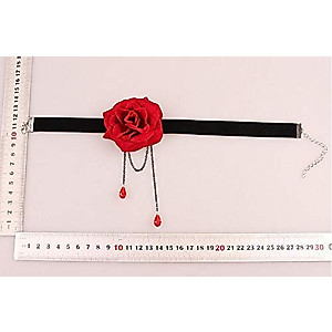 Elegant Retro Rose Flower Collarbone Chain Clavicle Necklace Gothic Lolita Black Lace Collar Choker Ornament Wedding Halloween Accessories (Black)