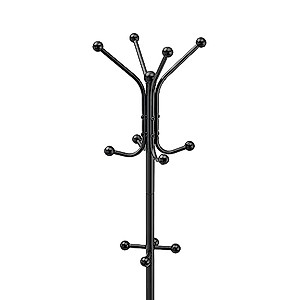 Hoctieon Coat Rack Freestanding,Entryway Coat Hanger Stand,Umbrella Holder,Hall Tree With 12 Hooks,Standing Coat Rack,Floor Standing Metal Umbrella Tree Stand, Black
