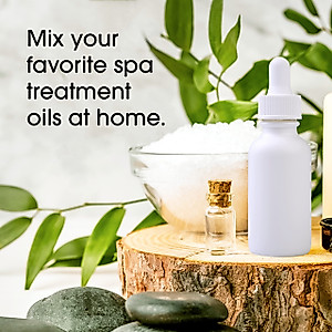 Focus Nutrition 12 Pack White Coated Boston Round Essential Oils Aromatherapy Glass Bottles Jar With White dropper cap, 1oz