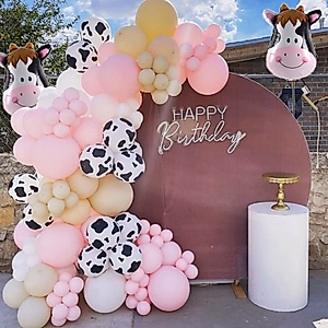 Cow Balloons 26pcs Cow Print Balloon Giant Cow Shape Mylar Foil Balloon Set For Western Cowboy Farm Animal Ballons Globos Vaca Cow Themed Party Decorations Baby Shower Girl Boy 1st Birthday Supplies
