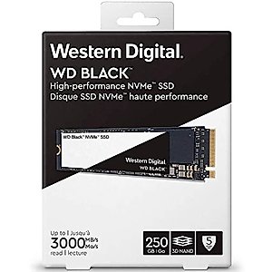 WD Black 250GB High-Performance NVMe PCIe Internal - M.2 2280, 8 Gb/s - WDS250G2X0C