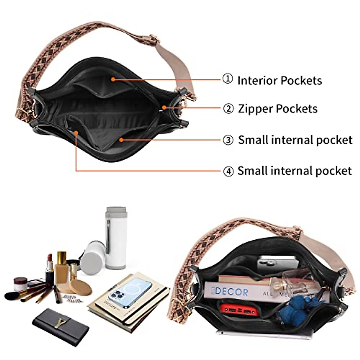 MONQiQi Crossbody Bag Purses for Women Designer Leather Purse,Crossbody Purse with 2 Adjustable Guitar Strap for Work Travel