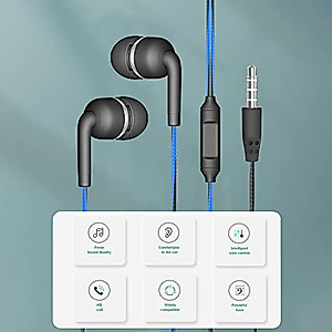 FUELEGO Fashion Noise Canceling Wired Headphones with Mic 3.5mm Portable Wired Headphones for iOS Android Smartphone Laptop MP3 Gaming Walkman (White)