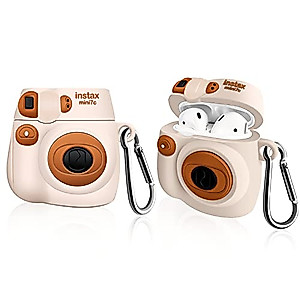 MOLOVA Case for Airpods 1&2, 3D Fashion Cartoon Stylish Cute Funny Cartoon Camera Anti-Drop Case with Keychain for Women Girls Teens(Cartoon Camera)