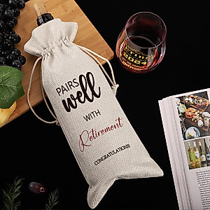 Retirement Gifts for Women Men- Retired 2024 Not My Problem Anymore Happy Retirement Gifts for Her Him Colleague Leader Boss Teacher Friend Nurse Coworker Retirement Wine Glass & Bottle Gift Bag Set