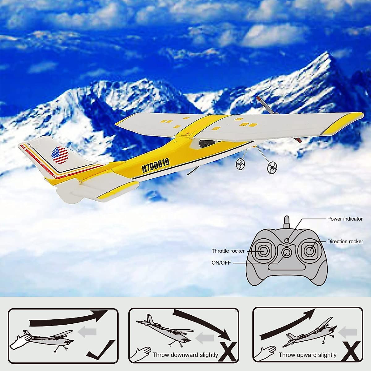 fisca RC Plane Remote Control Cessna 182 Airplane, 2.4Ghz 2CH Foam Drone Ready to Fly Aircraft Toy for Kids and Adults