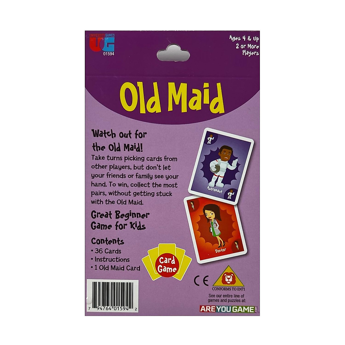 University Games Old Maid Card Game - Jumbo Size, Colorful Character Cards for Kids Ages 4 and Up, Fun Family and Educational Game