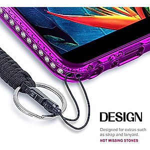 NGB Supremacy Case for iPhone 12/12 Pro with Tempered Glass Screen Protector, Ring Holder/Wrist Strap, Girls Women Kids Bling Sparkle Liquid Floating Glitter Cute Case Cover (Aqua/Purple)
