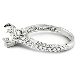 Dazzlingrock Collection 1.05 Carat (Ctw) 18k Round Diamond Semi Mount Round Diamond Engagement Ring (No Center Stone), White Gold, Size 6.5