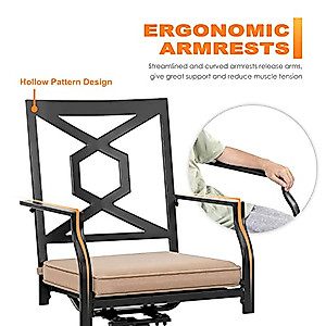 NUU GARDEN 3 Pieces Patio Furniture Set Rocking Bistro Set,Outdoor Patio Bistro Set with Round Coffee Table and 2 Swivel Rocker Chairs for Garden Balcony Backyard Poolside,Black and Beige