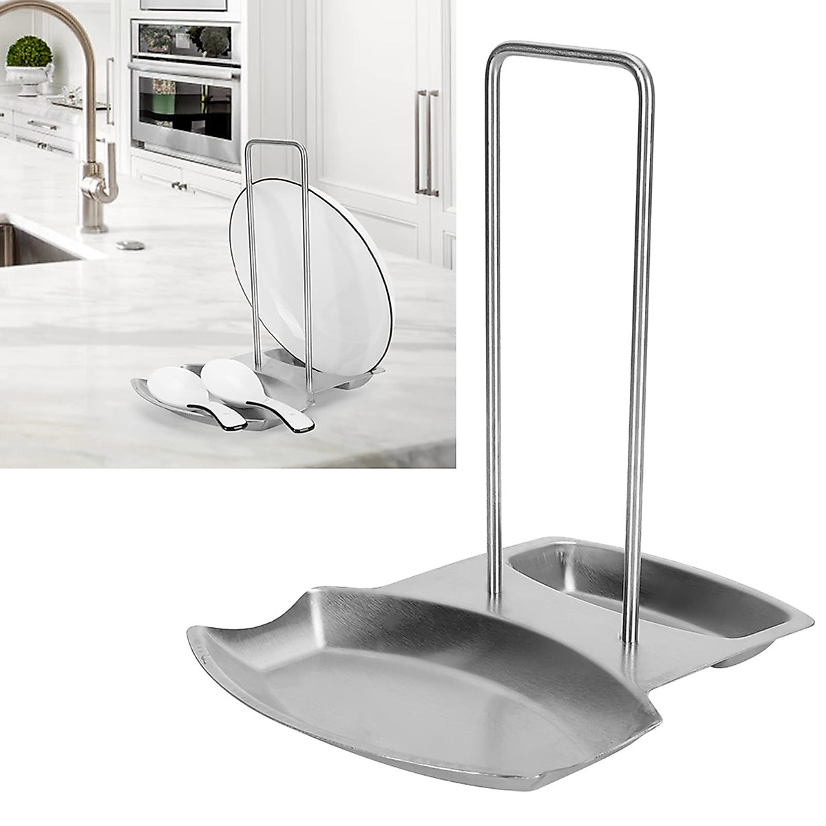 Lid Organizer Pot Lid Thick 304 Stainless Steel Pot Lid Spoon Frame Stand Lid Storage Rack Pot Lid Holder Pot Lid Frame Stand Kitchen Supplies