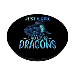 Just a Girl Who Loves Dragons Cute Blue Dragon Tarragon PopSockets Grip and Stand for Phones and Tablets