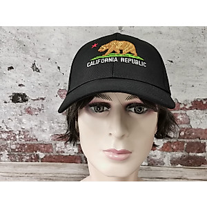 Hepandy California Cali Bear Flag Embroidered Baseball Caps for Women Men Girl, Adjustable Cotton Black Dad Hat Snapback Trucker Hat