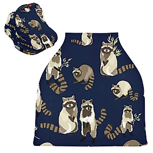 YYZZH Cute Fluffy Raccoon Tree Branch Forest Animal Beast Pattern Stretchy Baby Car Seat Cover Infant Canopy Nursing Covers Breastfeeding Cover Breathable Windproof Winter Scarf for Boys Girls