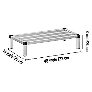 VEVOR Aluminum Dunnage Rack, 48'' x 14'' Commercial Floor Food Shelf, 8'' Off The Floor, 1000lbs Capacity Aluminum Storage Rack, Commercial Food Service Storage in Restaurant, Kitchens, Shops