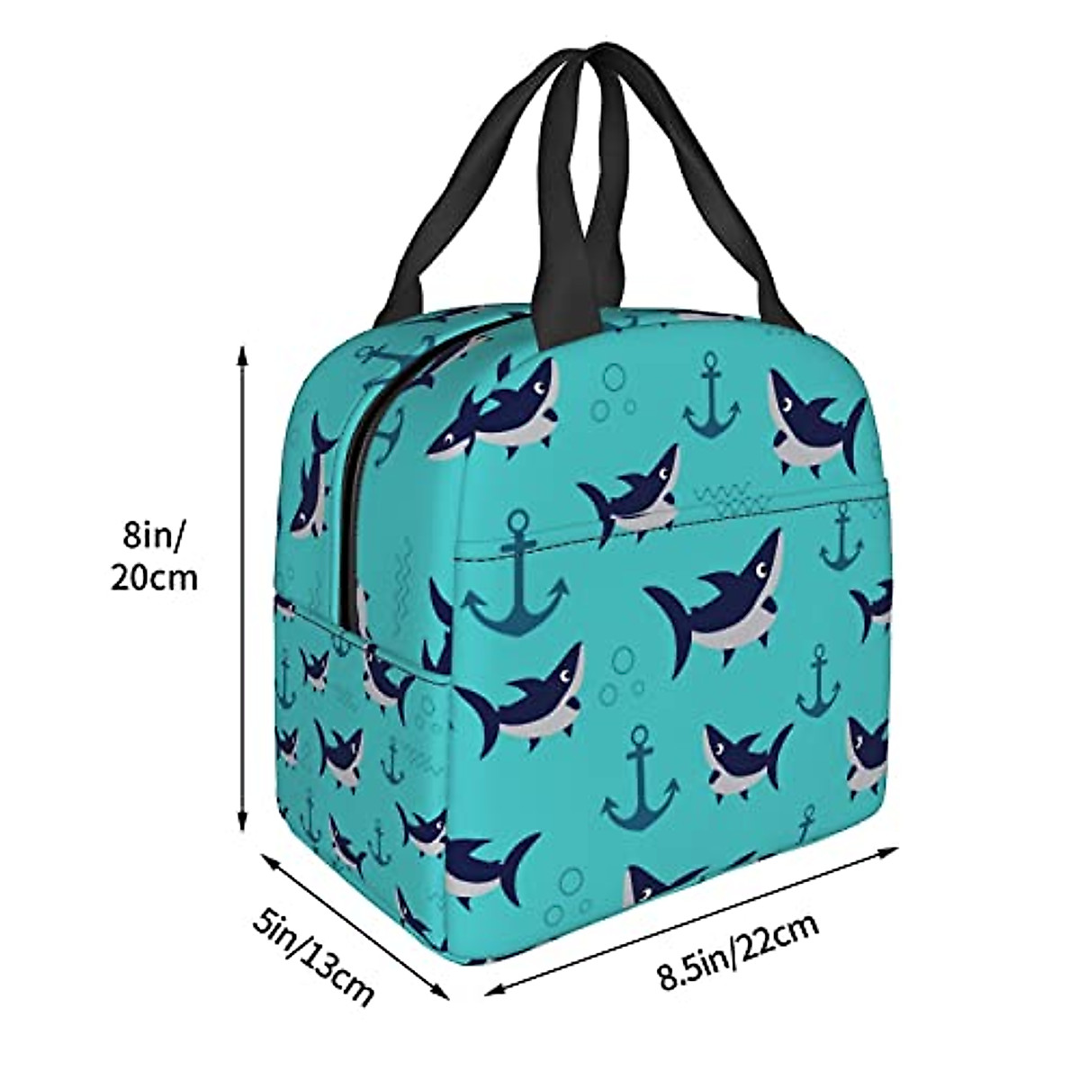 Ocean Lunch Bag Women Small Cooler Bags Insulated Lunch Box for Teen Girls Mens Lunchbox for Work Cooler Tote Bag Waterproof Leak Proof for School Pinic Shark