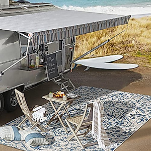 JONATHAN Y SMB105B-8 Estrella Bohemian Medallion Textured Weave Indoor/Outdoor Navy/Gray 8 ft. x 10 ft. Area Rug Coastal, Easy Cleaning, for High Traffic, Kitchen, Living Room, Backyard, Non Shedding