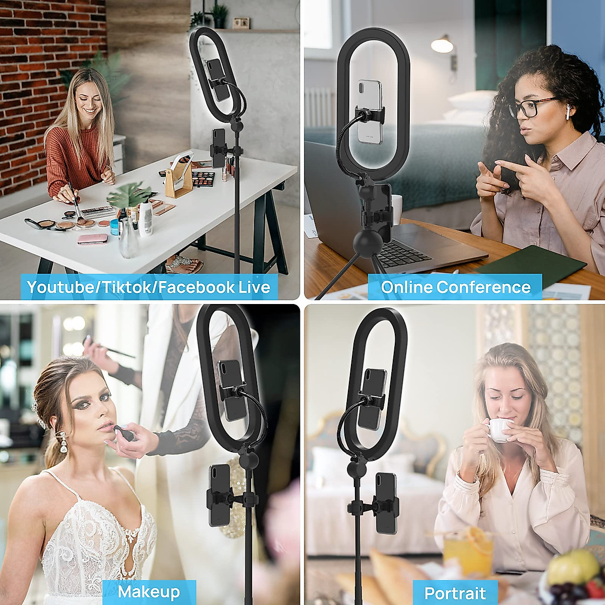 Ring Light with Stand and Phone Holder, 14" Selfie Lights 77" Tall Tripod with Remote Compatible with iPhone Phone LED Halo Standing Lighting for Makeup TikTok YouTube Camera Photography Zoom Videos