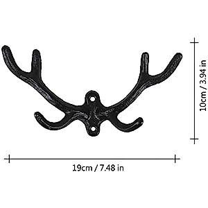 30GO 2 Pack Durable Deer Antler Wall Hooks | Versatile Antler Decorative Hanger w/Screws | Multi-Purpose Rustic Farmhouse Style Home Decor for Coats, Hats, Scarves, Keys (2, Black)