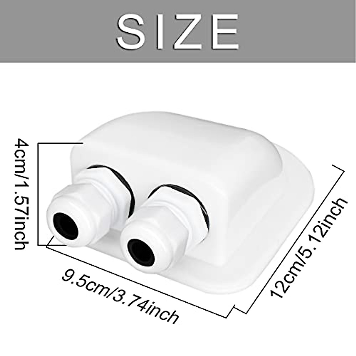 DKARDU Solar Weatherproof ABS Solar Double Cable Entry Gland IP68 for All Cable Types 3mm² to 12mm² for Solar Project on Rv, Campervan, Boat, Caravan, Cabin