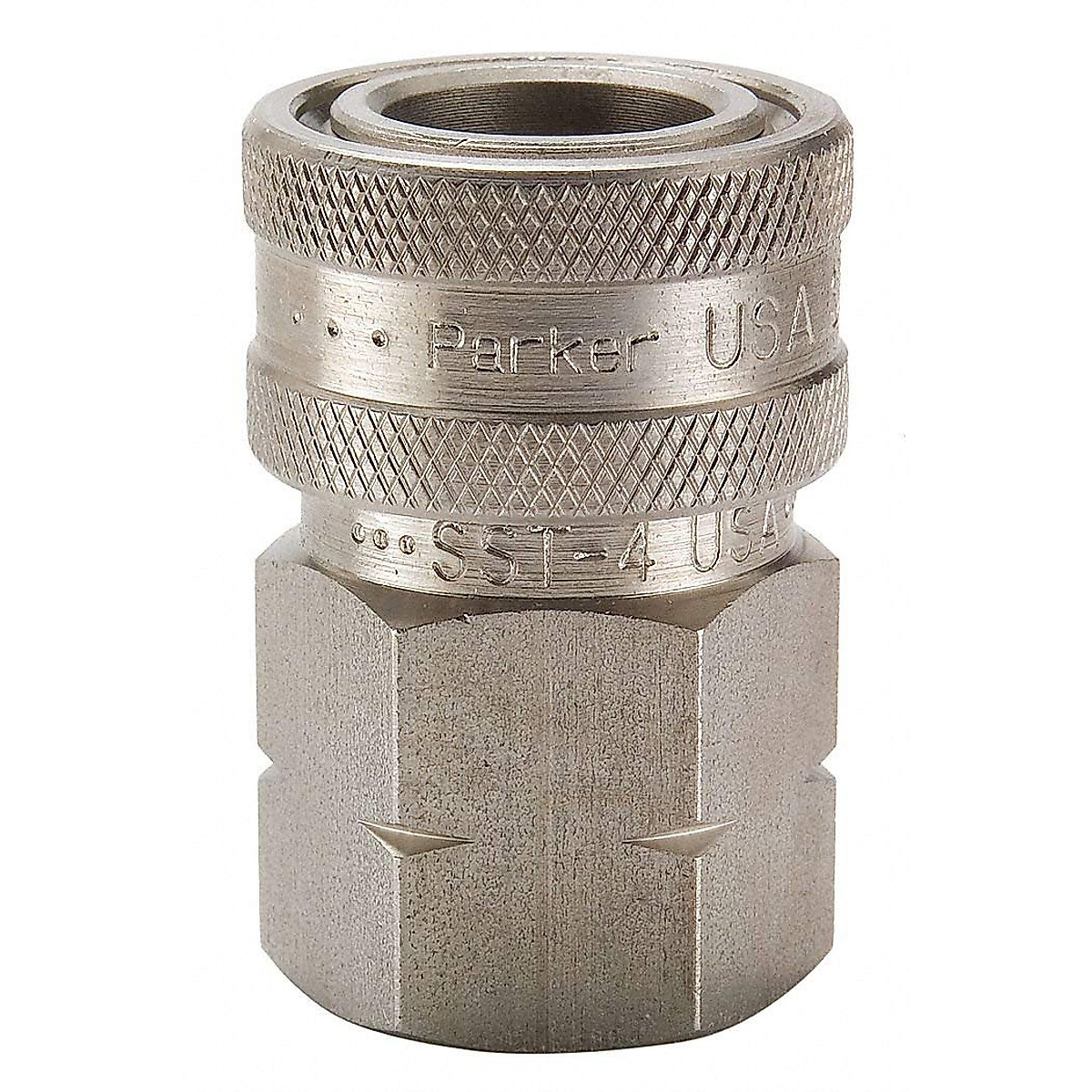 Parker Hannifin SH2-62 Series 60 Type 303 Stainless Steel Multi-Purpose Quick Coupler with Female Pipe Thread, Poppet Valve, 1/4" Body Size, 1/4"-18 NPTF Thread, 2.26" Length