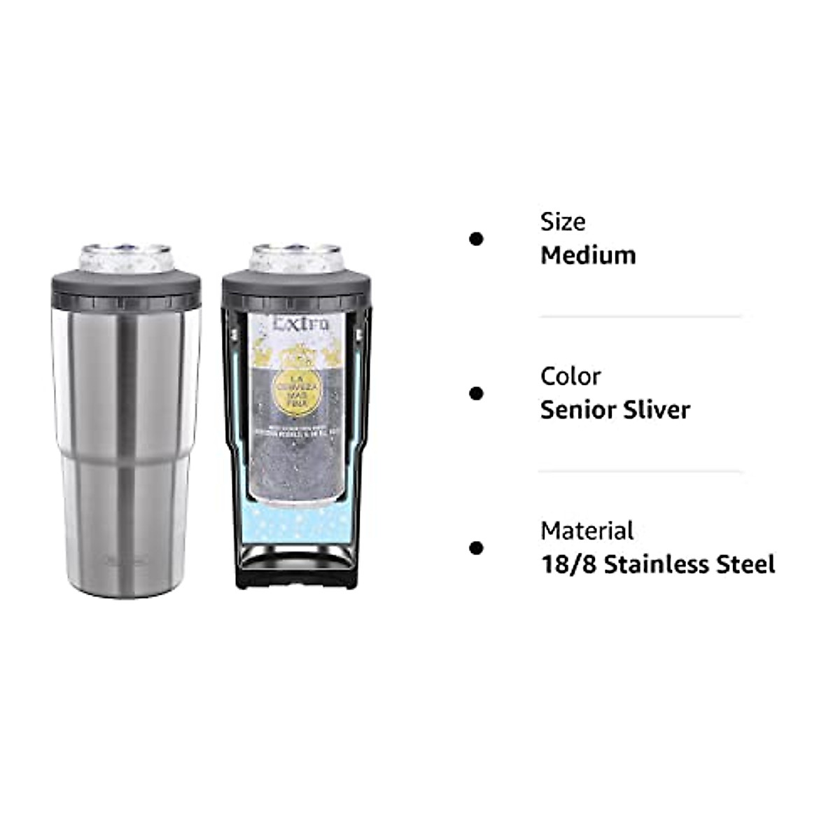 4-in-1 Skinny Can Cooler Double Wall Stainless Steel Insulated Can Coozies,Quickly Making Cold Smoothie,Works With 12 Oz Slim Can,Standard Can,Beer Bottle & As Pint Cup Chill Coffee,Hard Seltzer,Juice