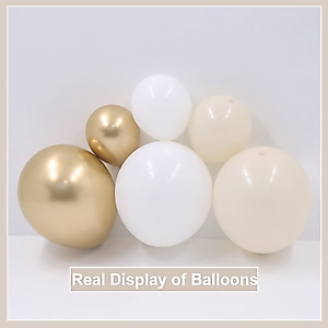 White and Gold Balloon Arch Kit-162PCS Neutral White Sand Balloons for Wedding Christening Baptism Boho Baby Shower Engagement Bridal Shower Birthday Decorations Backdrop