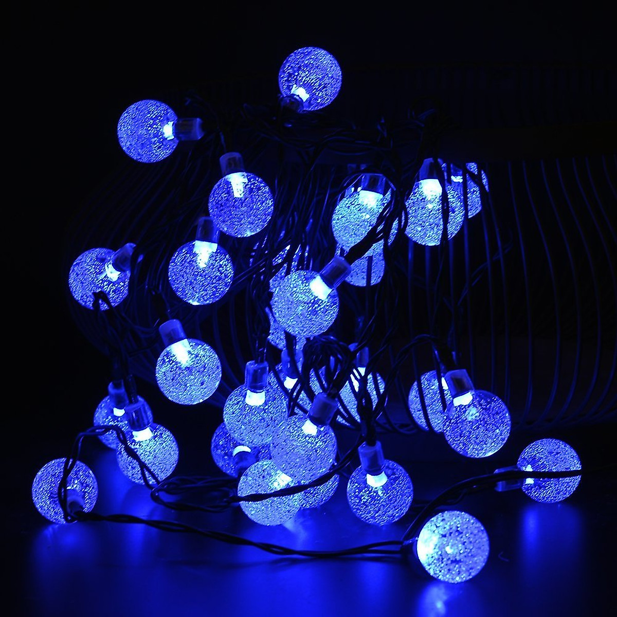 WONFAST Solar String Lights, 20ft 30 LED Crystal Ball Solar Powered Outdoor Globe Fairy String Lights for Homes,Christmas,Gardens,Wedding,Party Decoration (Blue)