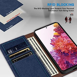 ZZXX for Samsung Galaxy S20 FE 5G Wallet Case with [RFID Blocking] Card Slot Stand Strong Magnetic Leather Flip Fold Protective Phone Case for Samsung Galaxy S20 FE Case Wallet(Blue-6.5 inch)