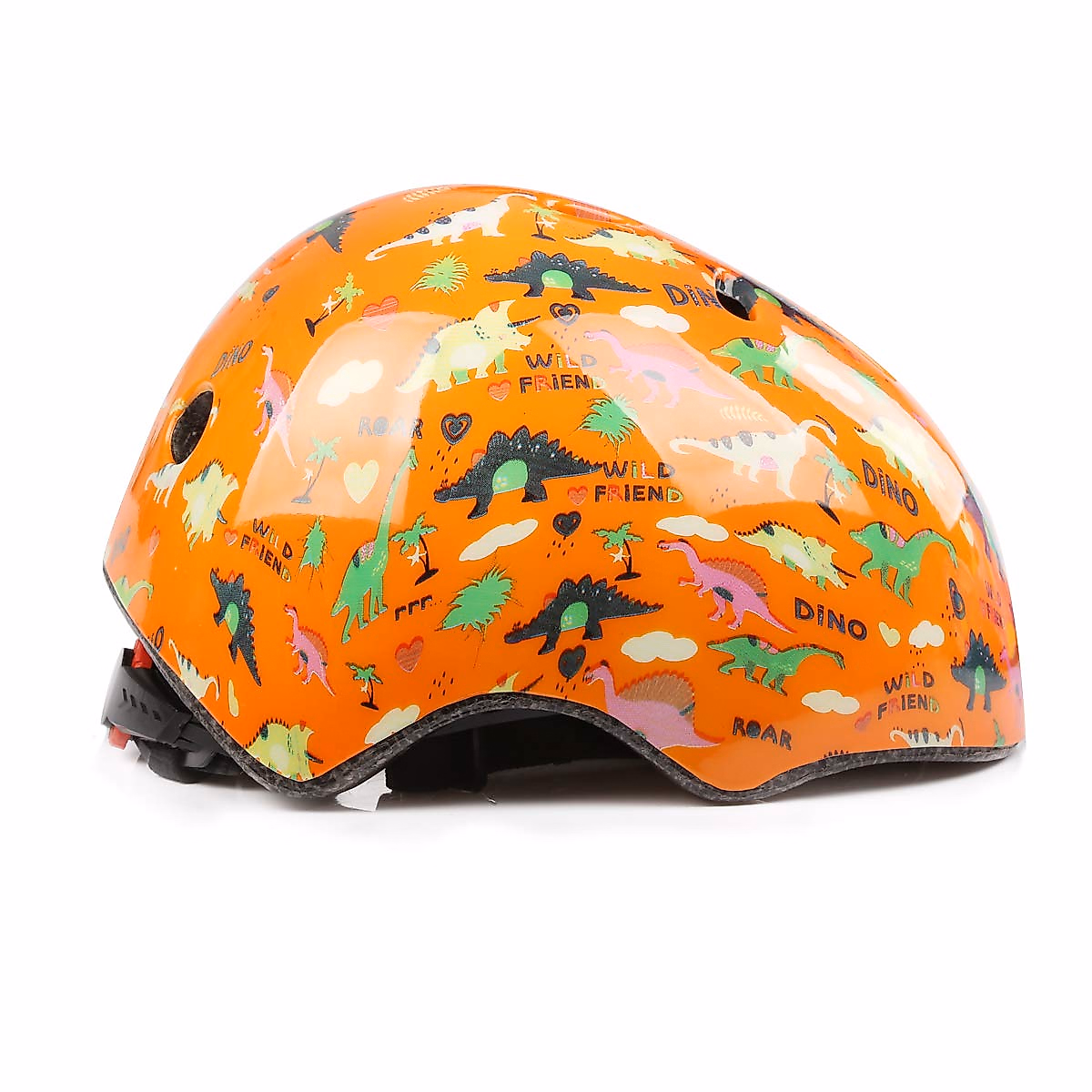 Besmall Cute Kids Bike Helmet Ages 3-7 Boys Girls Adjustable Safety & Comfort Toddler Helmets for Bike Cycle Skating Orange Dinosaur World