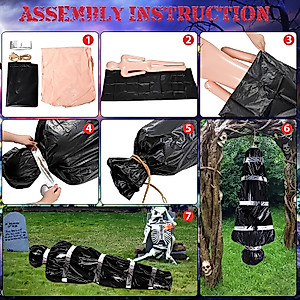 Niaoyun Halloween Decorations Dead Victim Props, Hanging Corpse Dead Victim Props Halloween Decorations, Scary Fake Corpse in Bag Hallowmas Outdoor Prop Creepy Haunted House Decor