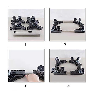 QQUN Washing Machine Base Mini Fridge Stand Multi-functional Movable Adjustable Mobile Roller with 4 Locking Rubber Swivel Wheels and Strong Feet for Machine, Dryer Refrigerator (Grey)