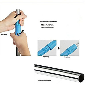 Long Reach Closet Pole with Utility Hook Telescoping Reach Sticks Steel Retriever Pole Clothes Pole with Long Handle