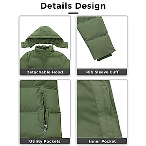 WenVen Women's Winter Long Parka Coat Thicken Outwear Puffer Full-Zip Jacket (Army green,L)