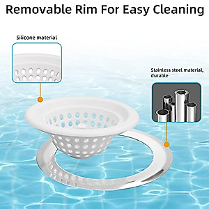 2 PCS Kitchen Stainless Silicone Sink Strainer, 4.5 inch Diameter (Light White Silicone)