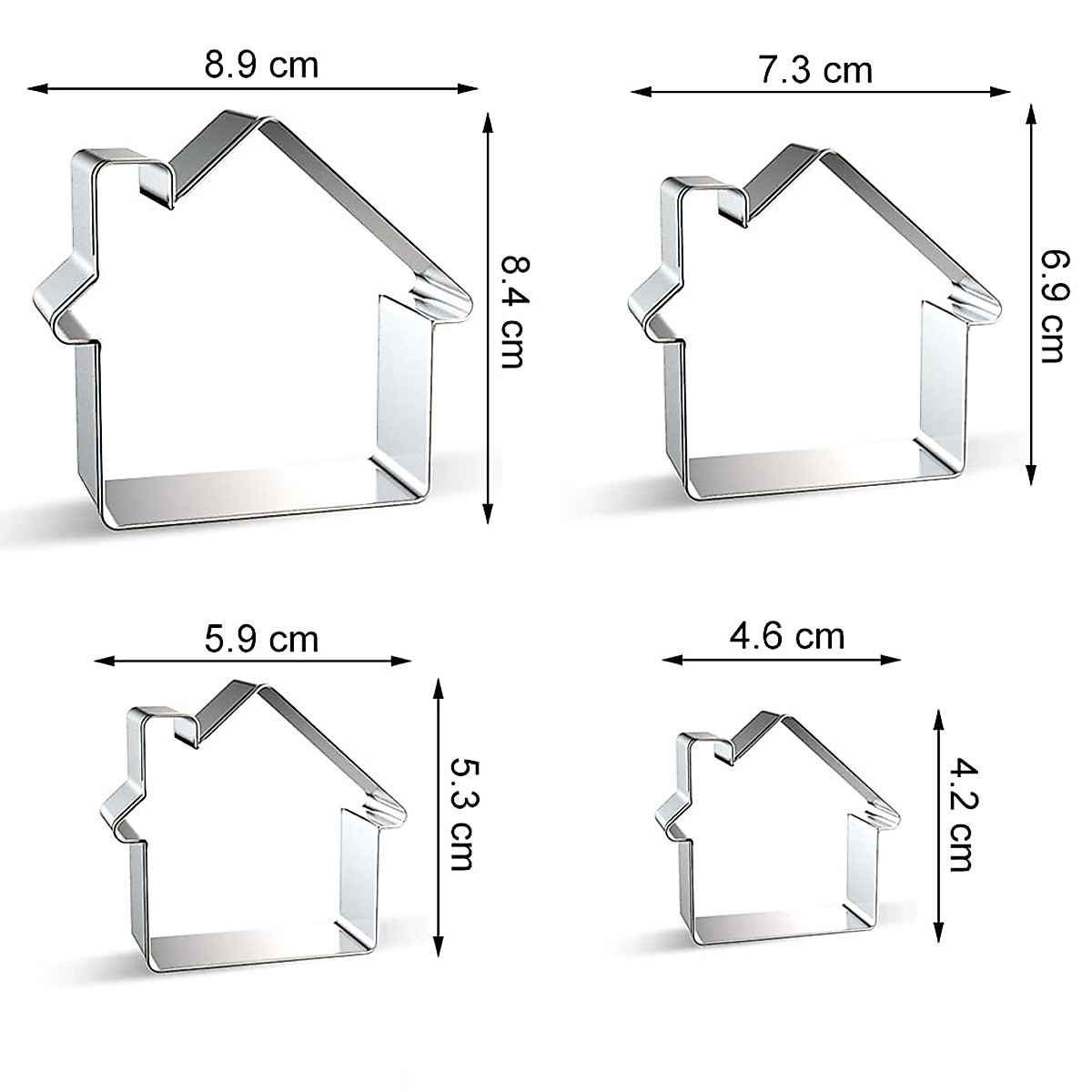 House Cookie Cutters Shapes Set - 4 Pieces Gingerbread House Real Estate Cookie Cutter Biscuit Mold for DIY Chirstmas Day Holiday Party Decorations - Stainless Steel Azflyife