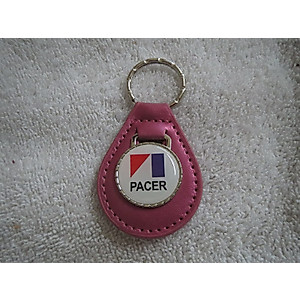 1975 1976 1977 1978 1979 AMC PACER EMBLEM LEATHER KEYCHAIN - MAGENTA