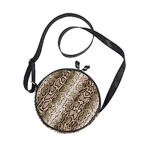 OTVEE Snake Print Animal Skin Crossbody Bag Small Canvas Shoulder Round Bag for Women