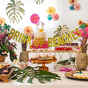 Gold Glitter Hawaii Beaches Banner Hawaii Beaches Coconut Tree Banner- Hawaii Luau Summer Beach Party Decoration Supplies