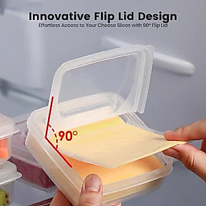 YAFIYGI Sliced Cheese Container for Fridge Clear Plastic Flip Lid Cheese Slice Storage Box Refrigerator Organizer for Food Grated Cheese Singles Convenient Holder Keeps Cheese Fresh Longer