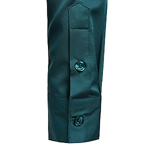 ZEROYAA Mens Hipster Solid Slim Fit Long Sleeve Mandarin Collar Dress Shirts ZLCL08 Teal Large