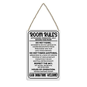 Maoerzai Room Sign for Teen Girls Bedroom Door Decor Room Sign Girl Room Rules Sign Wall Decor 8X12 Inch.