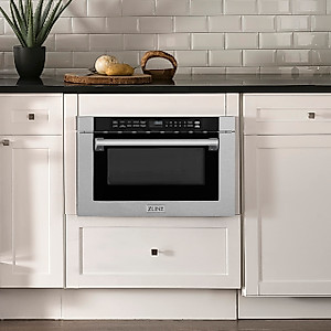 ZLINE 24" 1.2 cu. ft. Built-in Microwave Drawer with a Traditional Handle in DuraSnow Stainless Steel