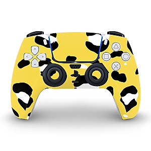 Yellow Leopard Art Mix Matte Vinyl Faceplate Sticker Gaming Skin Case Cover Compatible with Sony Playstation 5 PS5 Digital Edition Console and DualSense Controller