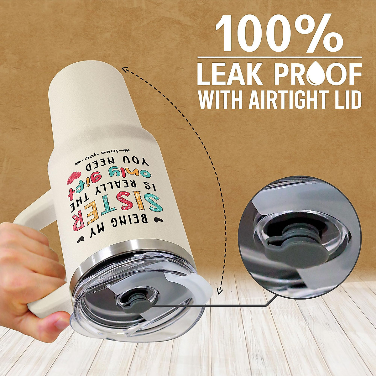 Sister Gifts from Sister, Brother - Sister Birthday Gift Ideas - Sister Birthday Gifts, Christmas Gifts for Sister, Birthday Gifts for Sister - Little, Big Sister Gifts - 40Oz Tumbler with Handle