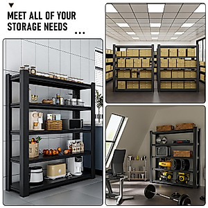 GEBAROW 72" H Garage Shelving Heavy Duty, Industrial Shelving Storage Rack with 5-Tier Metal Shelving Unit, 2500LBS Loads Adjustable Garage Storage Shelves for Warehouse Pantry, 72" H*59" W*22" D
