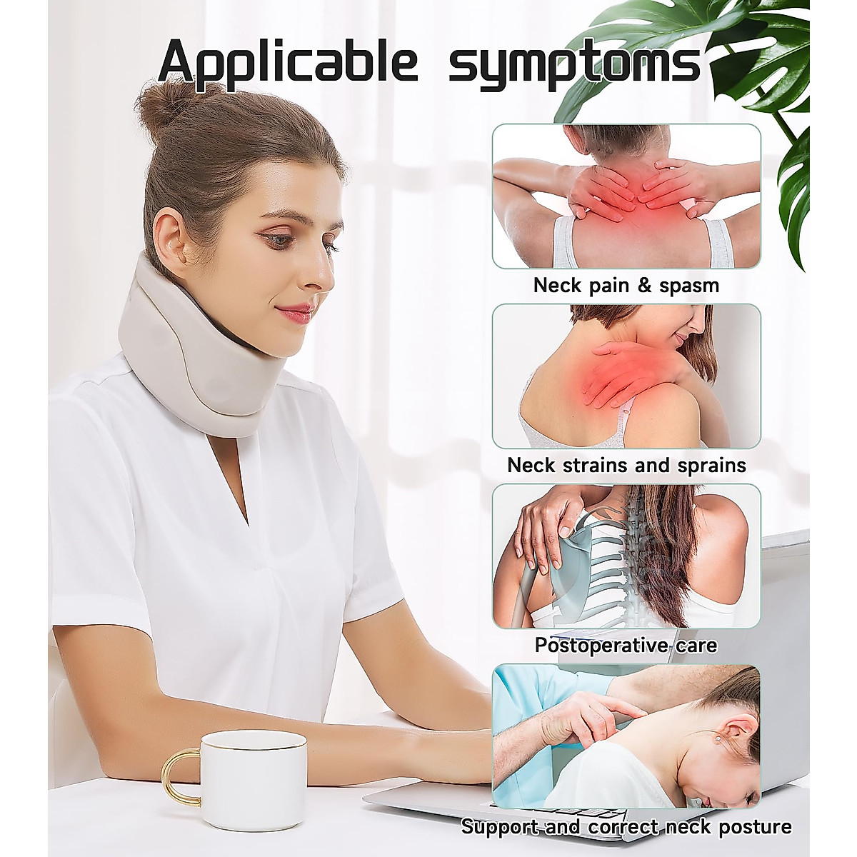 Neck Brace for Neck Pain and Support for Women,Men-Cervical Collar-Vertebrae Whiplash Wrap for Posture,Sleeping-Spinal Support and Spine Pressure-Soft Neck Brace for Pinched Nerve (Large(14-18 Inch))