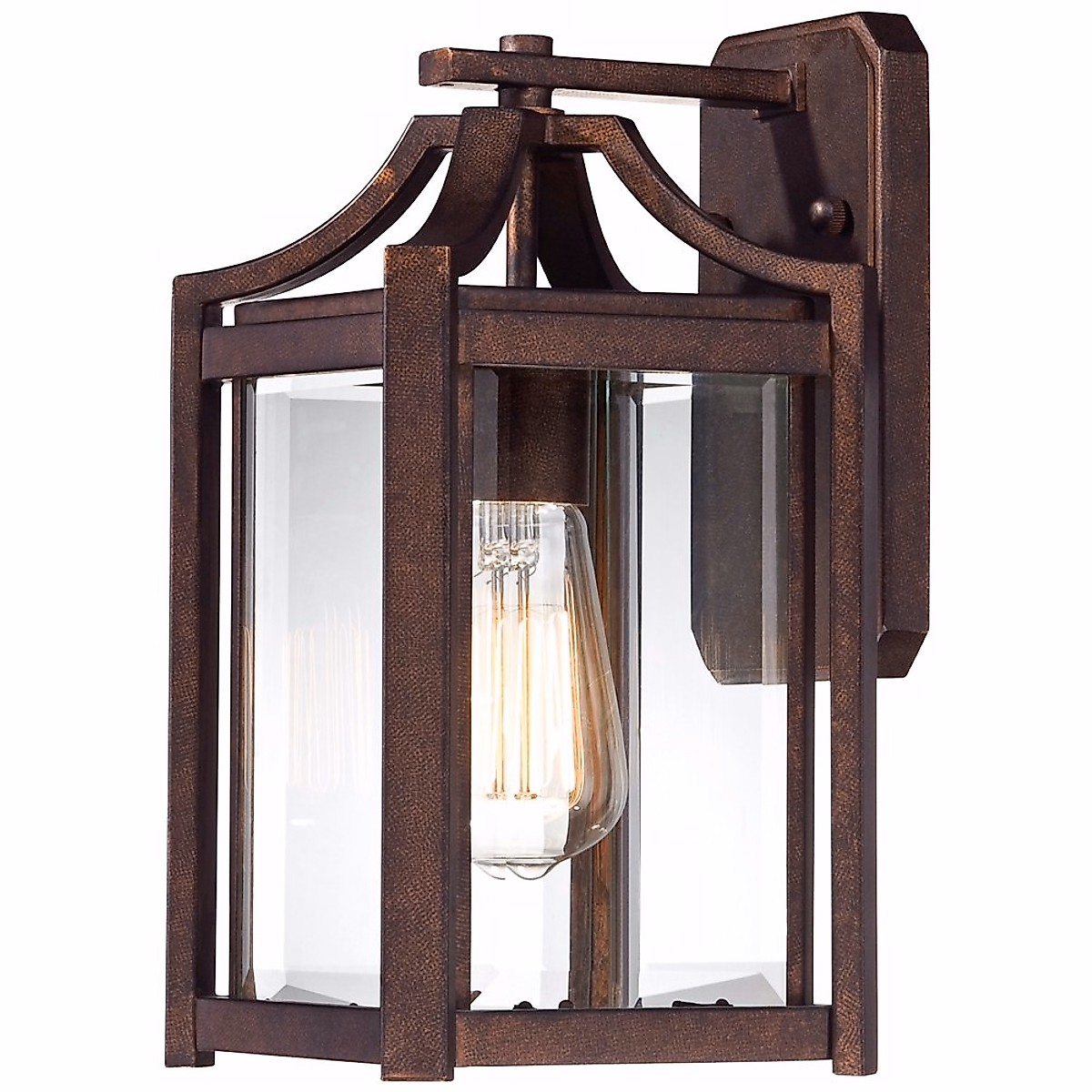 Franklin Iron Works Rockford Farmhouse Rustic Outdoor Wall Light Fixture Bronze Iron 12 1/2" Clear Beveled Glass Panel for Exterior House Porch Patio Outside Deck Garage Yard Front Door Garden Home