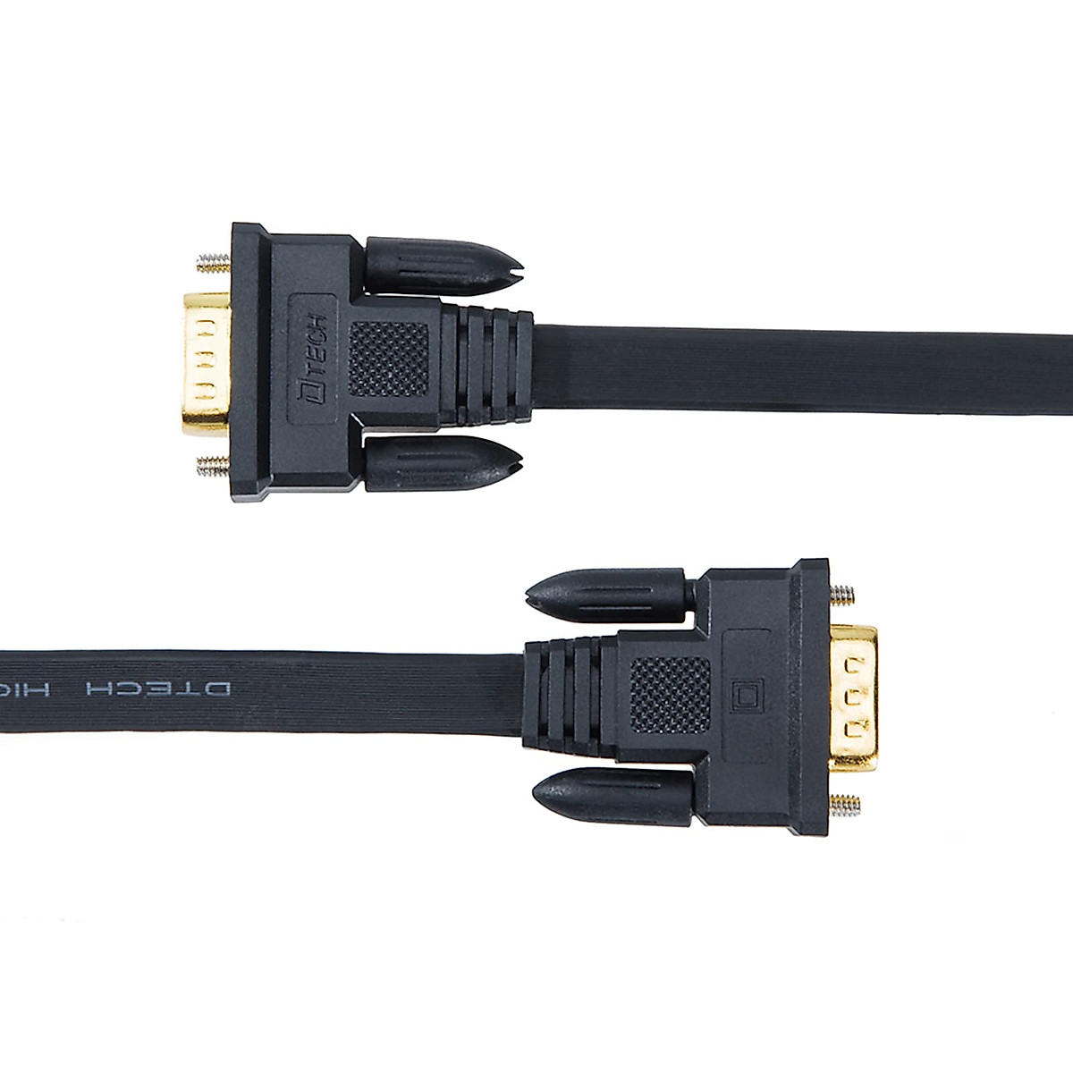 DTech 25ft Ultra Thin Flat Type Computer Monitor VGA Cable Standard 15 Pin Male to Male Connector SVGA Wire 25 Feet - Black